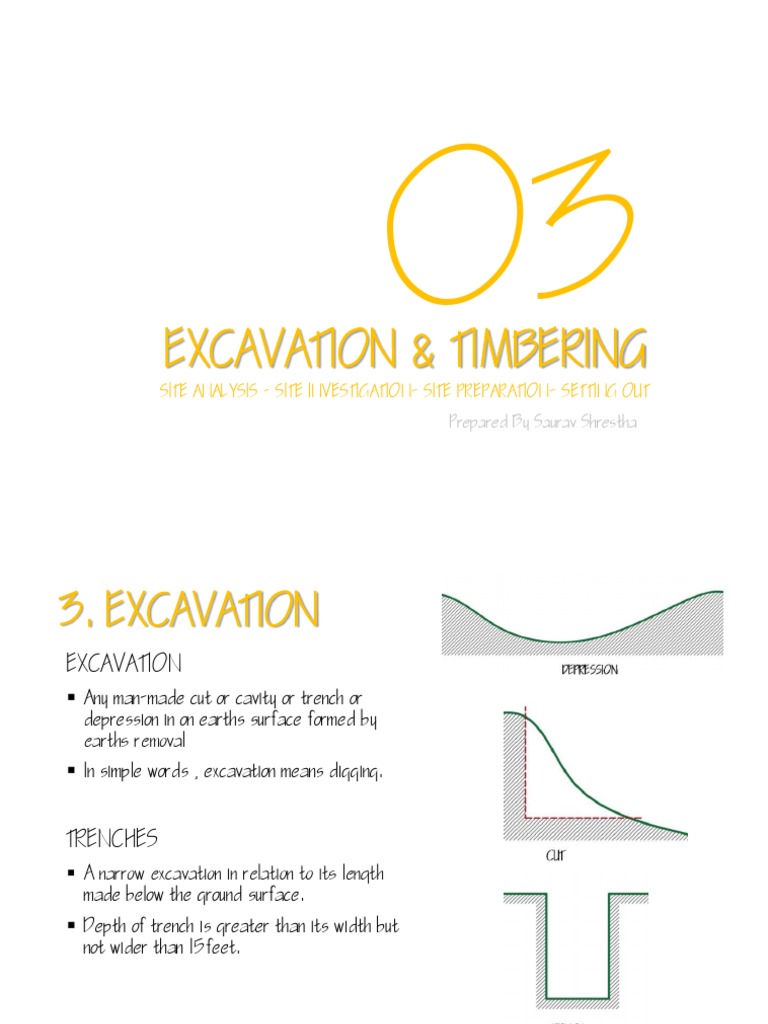 03 - Excavation & Timbering | PDF | Excavation (Archaeology) | Deep ...
