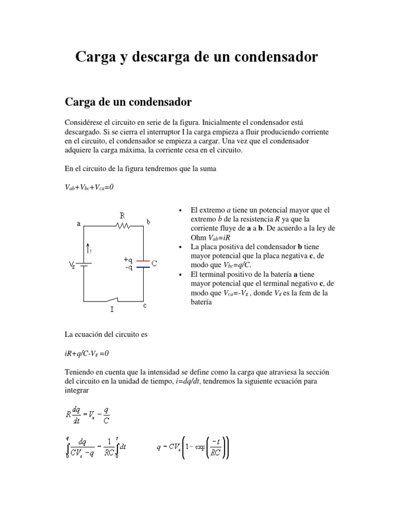 Carga y Descarga de Un Condensador | PDF | Condensador | Corriente eléctrica
