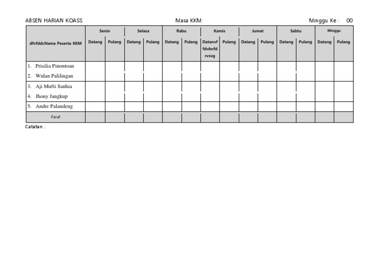 Form Absen Harian Koas | PDF