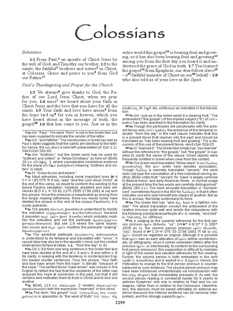 Col | PDF | Epistle To The Colossians | Translations