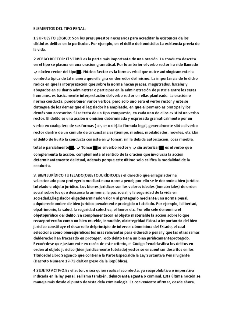 Elementos Del Tipo Penal | PDF | Homicidio | Derecho penal