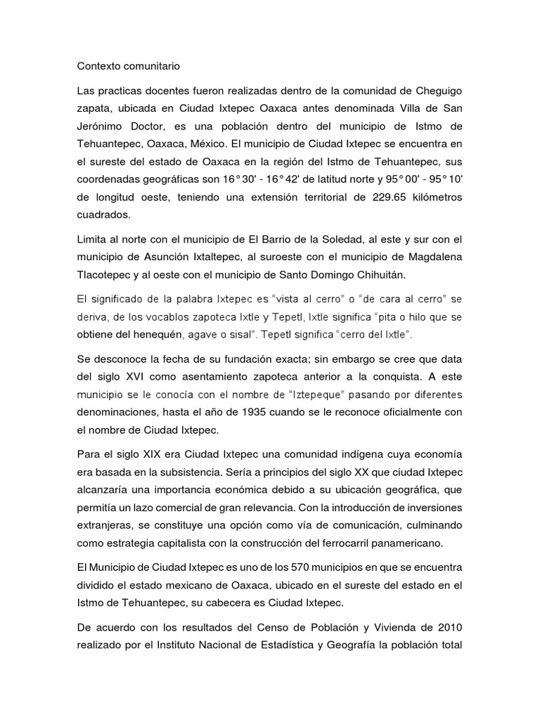 Contexto Comunitario | PDF | Educación avanzada | Naturaleza