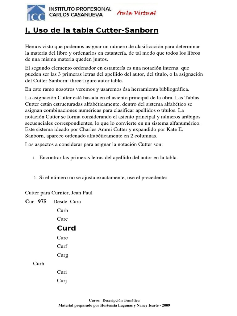 02 Uso de La Tabla de Cutter | PDF | Traducciones | Idiomas