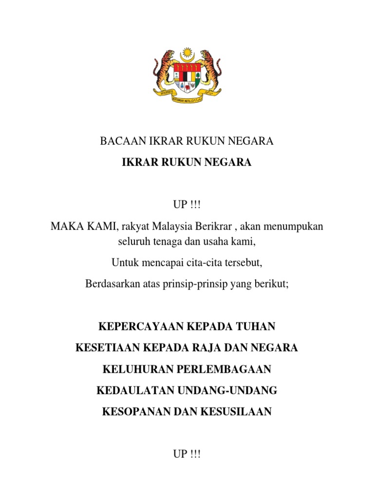 Bacaan Ikrar Rukun Negara