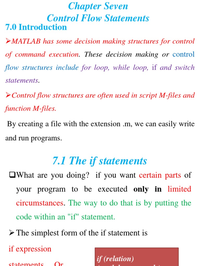 These Decision Making Or: MATLAB Has Some Decision Making Structures ...