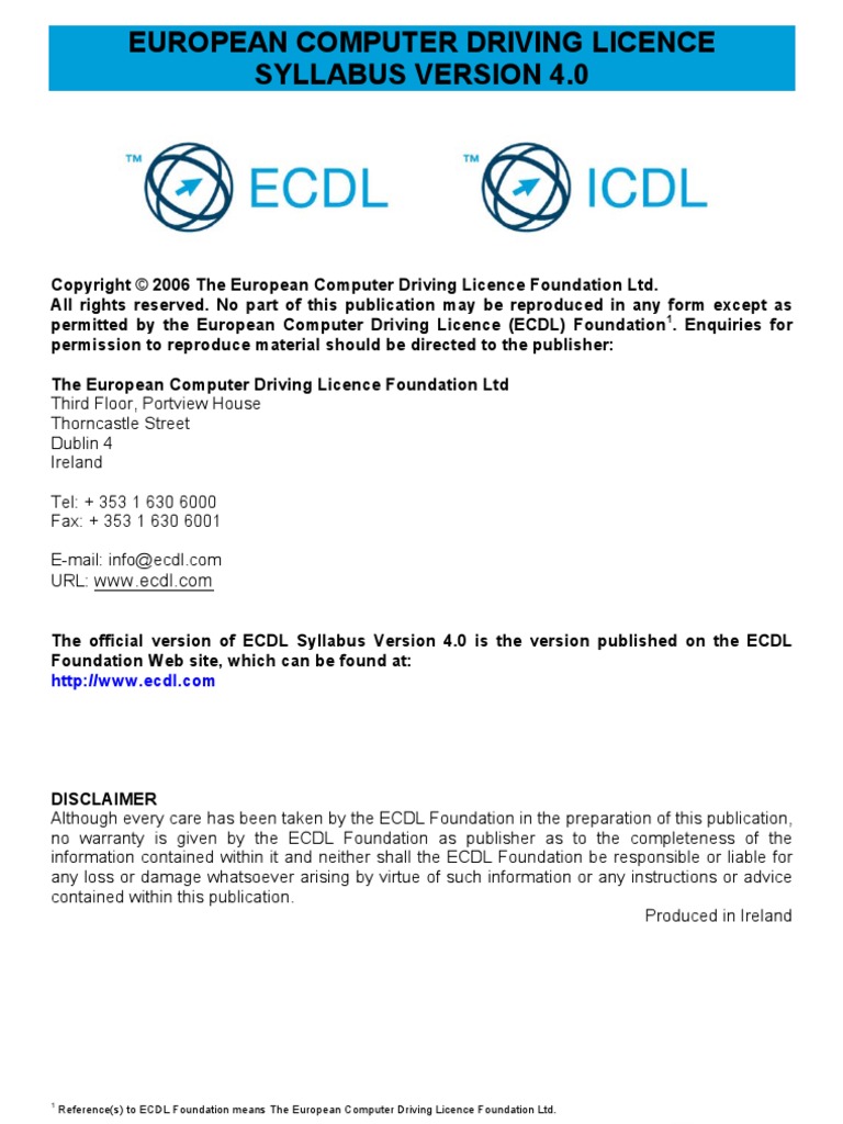 European Computer Driving Licence Syllabus Version 4.0 | PDF | Random ...