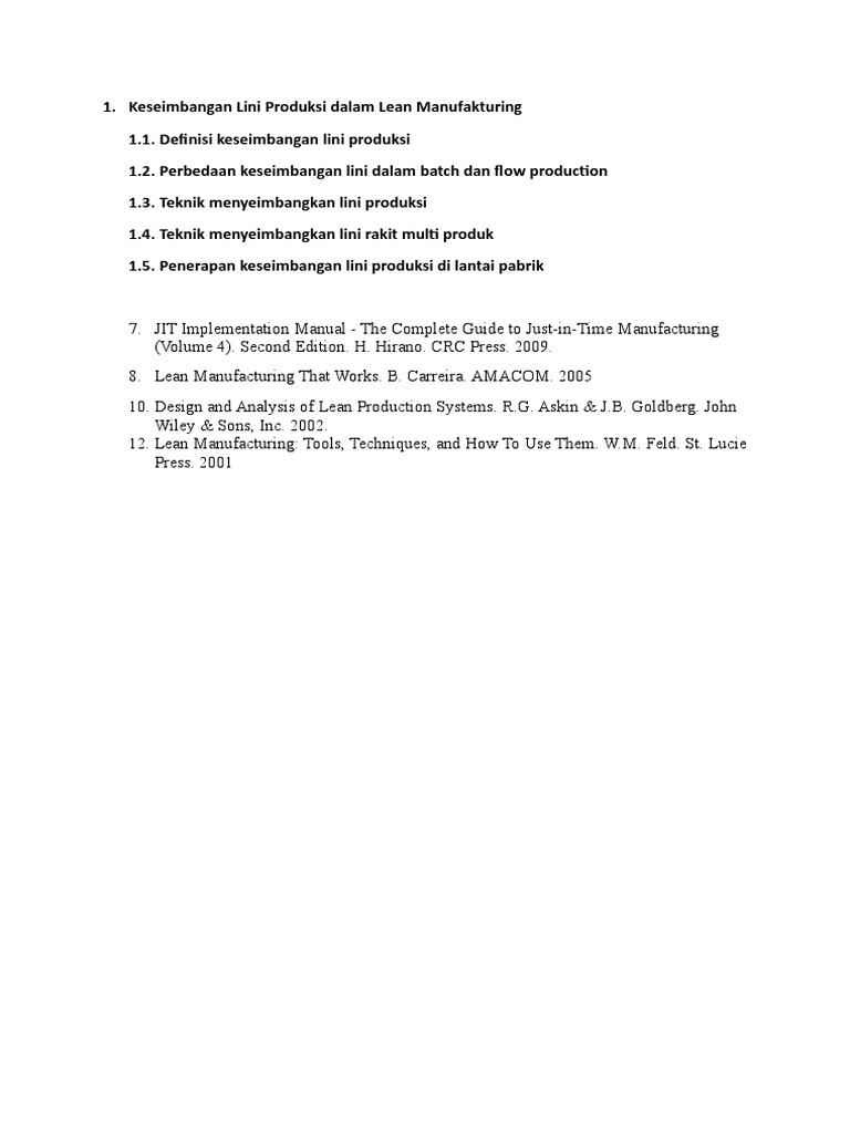 Keseimbangan Lini Produksi Dalam Lean Manufakturing | PDF