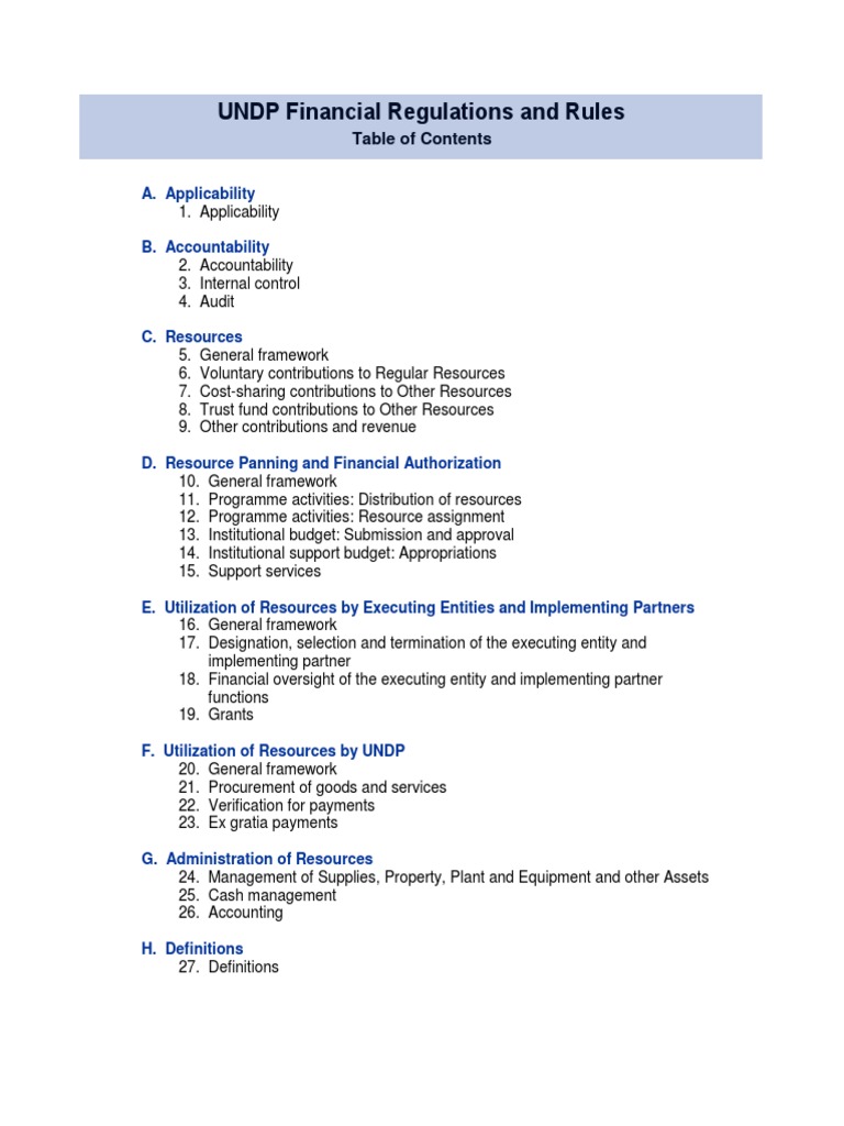 UNDP Financial Regulations Guide | PDF | Internal Audit | United ...
