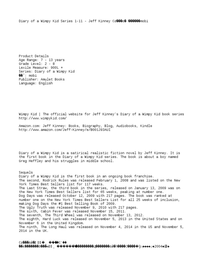 Diary of A Wimpy Kid Series - Jeff Kinney | PDF | Serials (Publishing ...