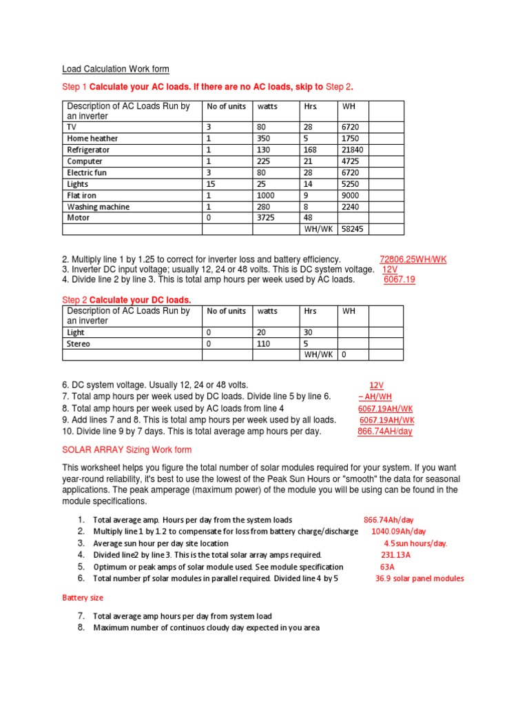 Solar Load Calculation Guide | PDF | Power Inverter | Photovoltaic System