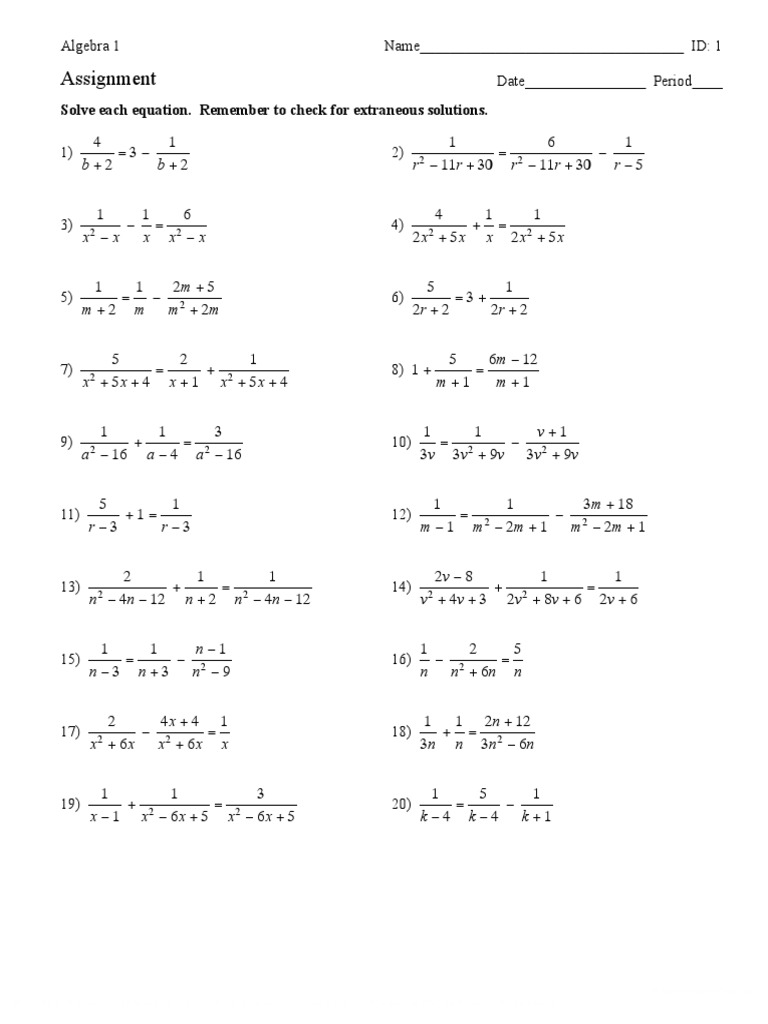 Rational Equations | PDF | Equations | Algebra