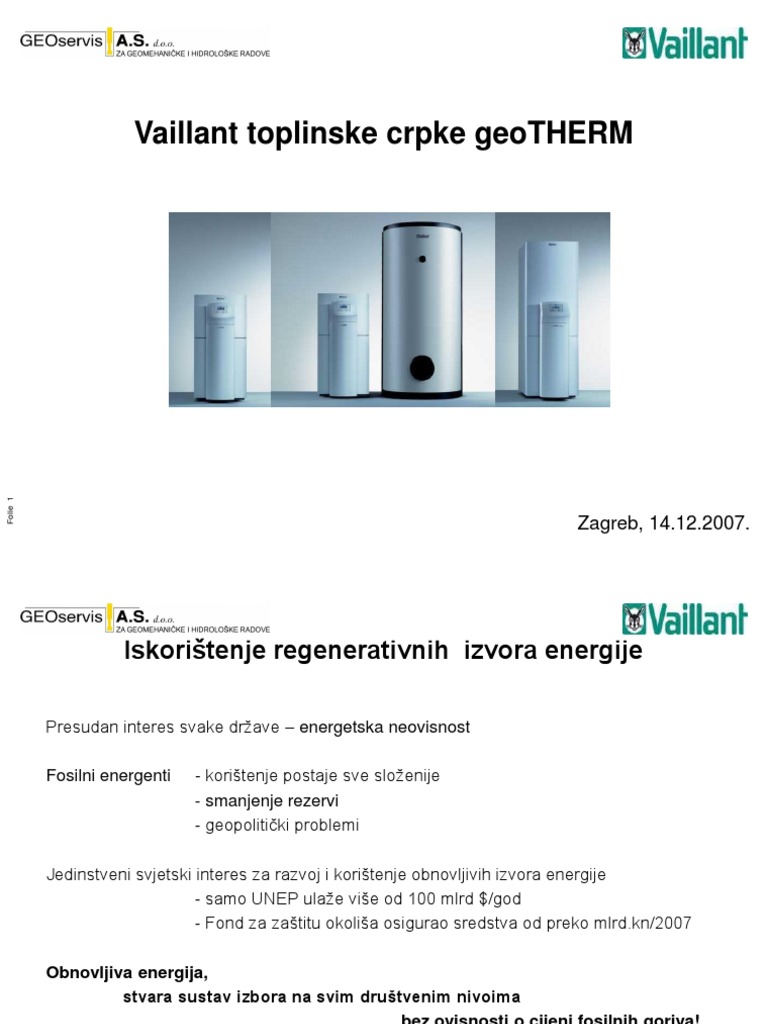 Vaillant Toplinske Crpke Zemlja-Voda-prezentacija | PDF