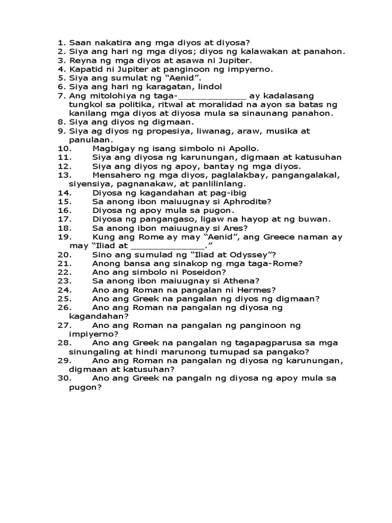 Filipino Quiz | PDF