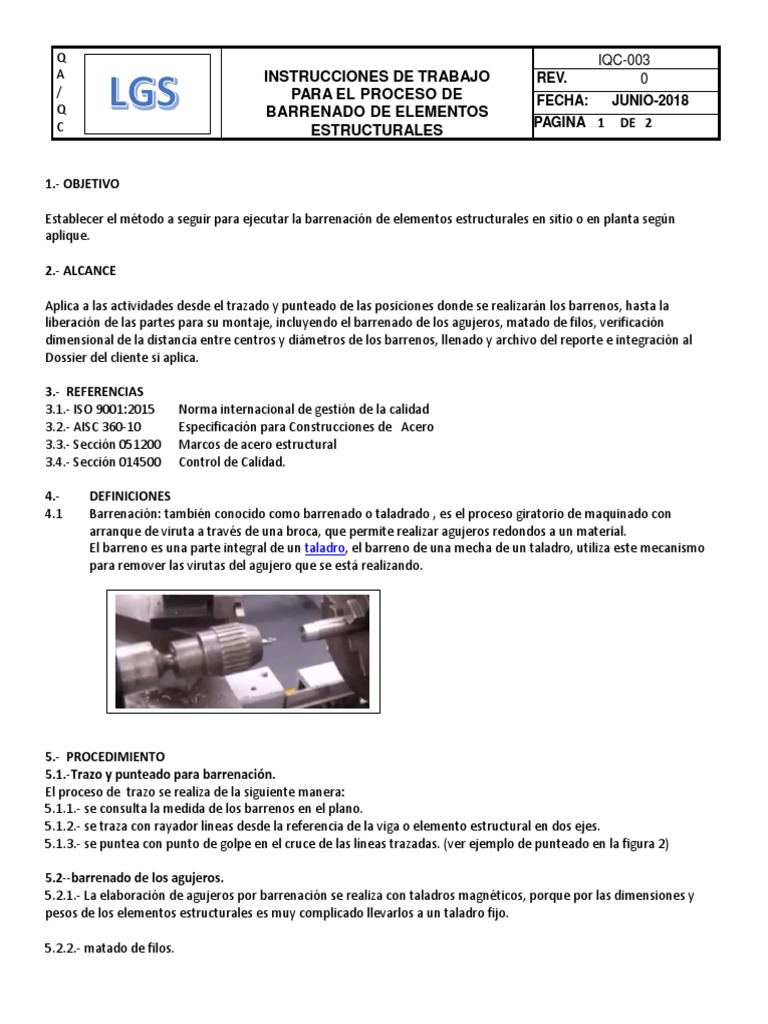 BARRENADO | PDF | Perforar | Fabricación e ingeniería