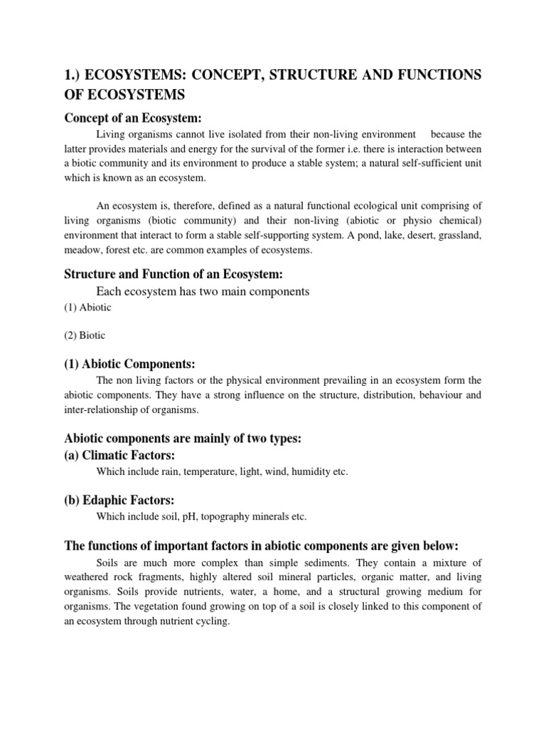 1.) Ecosystems: Concept, Structure and Functions of Ecosystems | PDF | Ecosystem | Photosynthesis
