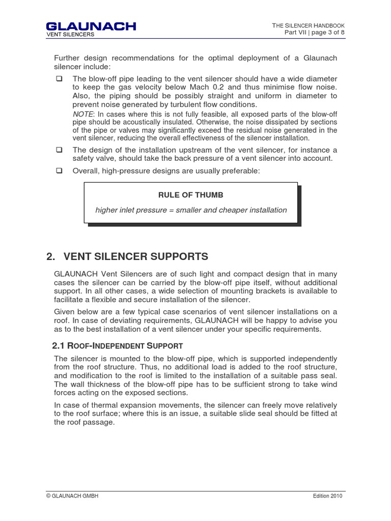 Vent Silencer Supports: Higher Inlet Pressure Smaller and Cheaper ...