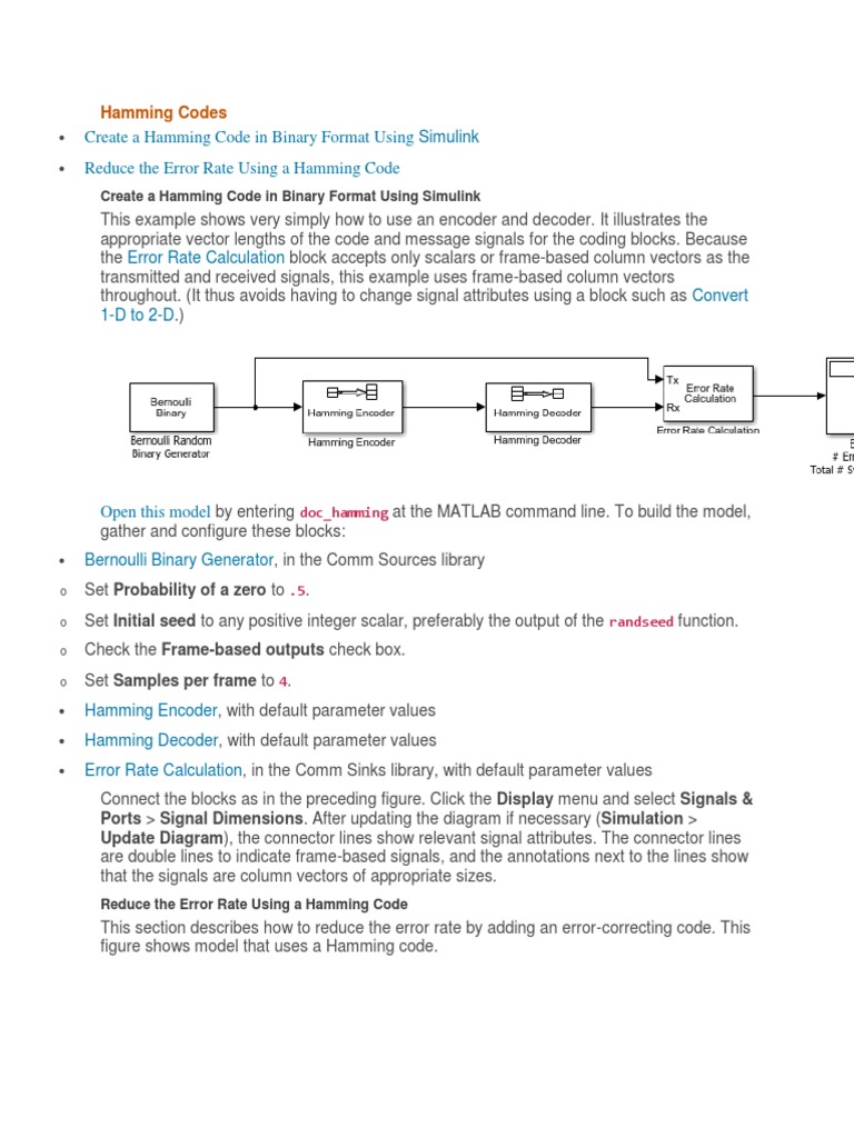 Hamming Codes Matlab Simulink | PDF | Discrete Mathematics | Applied ...