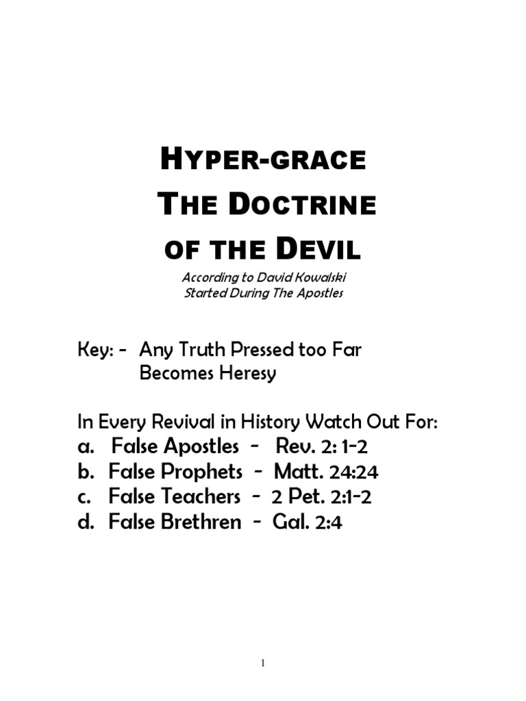 Hyper-Grace - The Doctrine of The Devil | PDF | Grace In Christianity ...