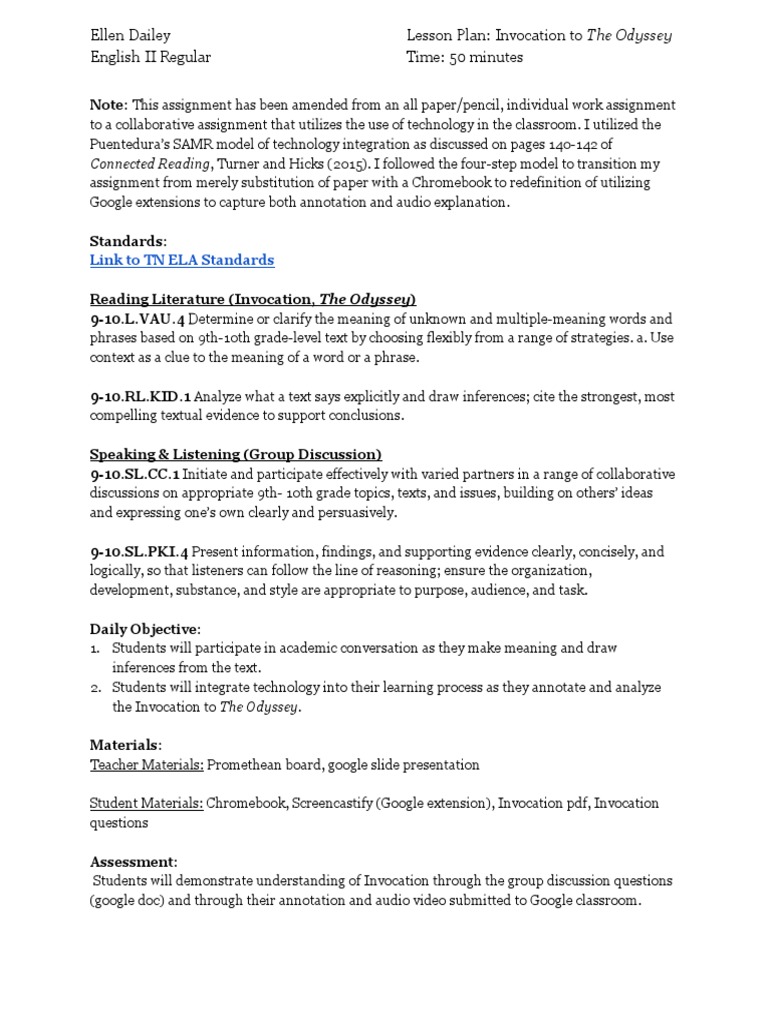 Invocation Lesson Plan | PDF | Teachers | Pedagogy