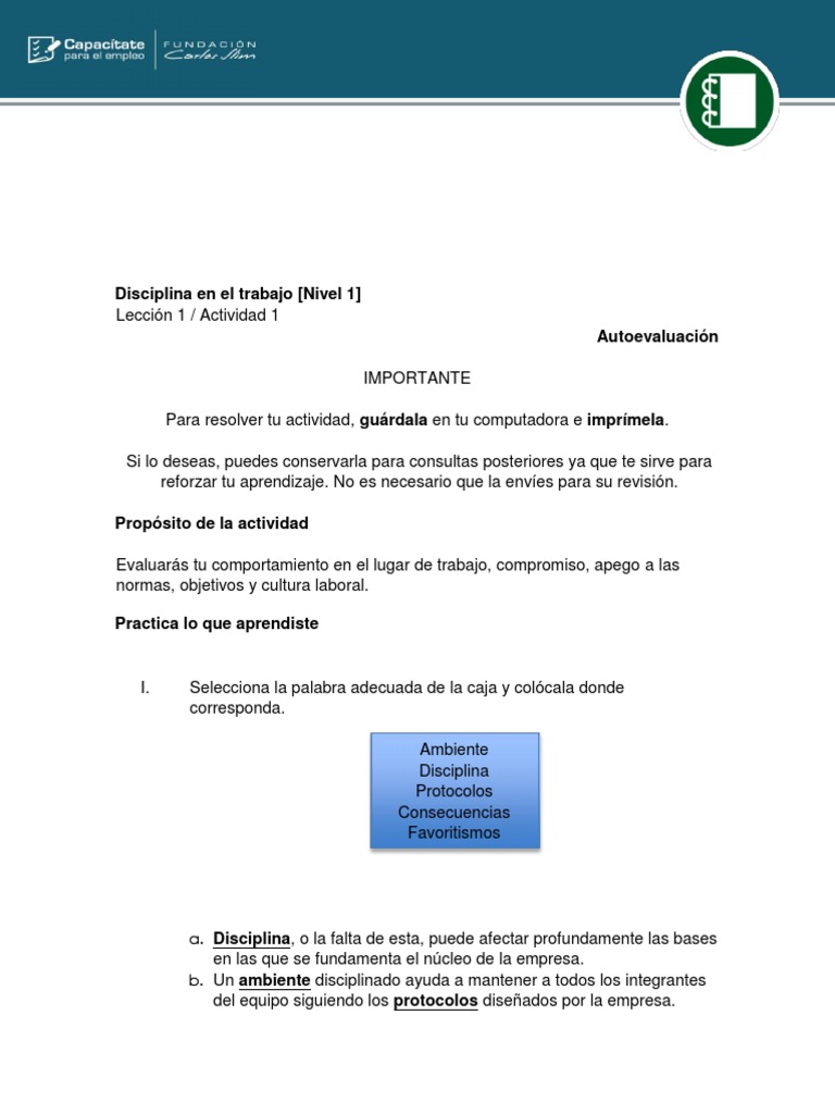 Importancia de la Disciplina Laboral | PDF | Disciplinas | Motivación