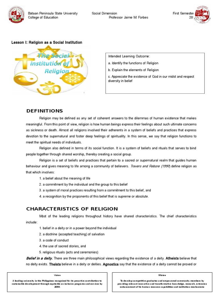 Understanding Religion as a Social Institution | PDF | Deities ...