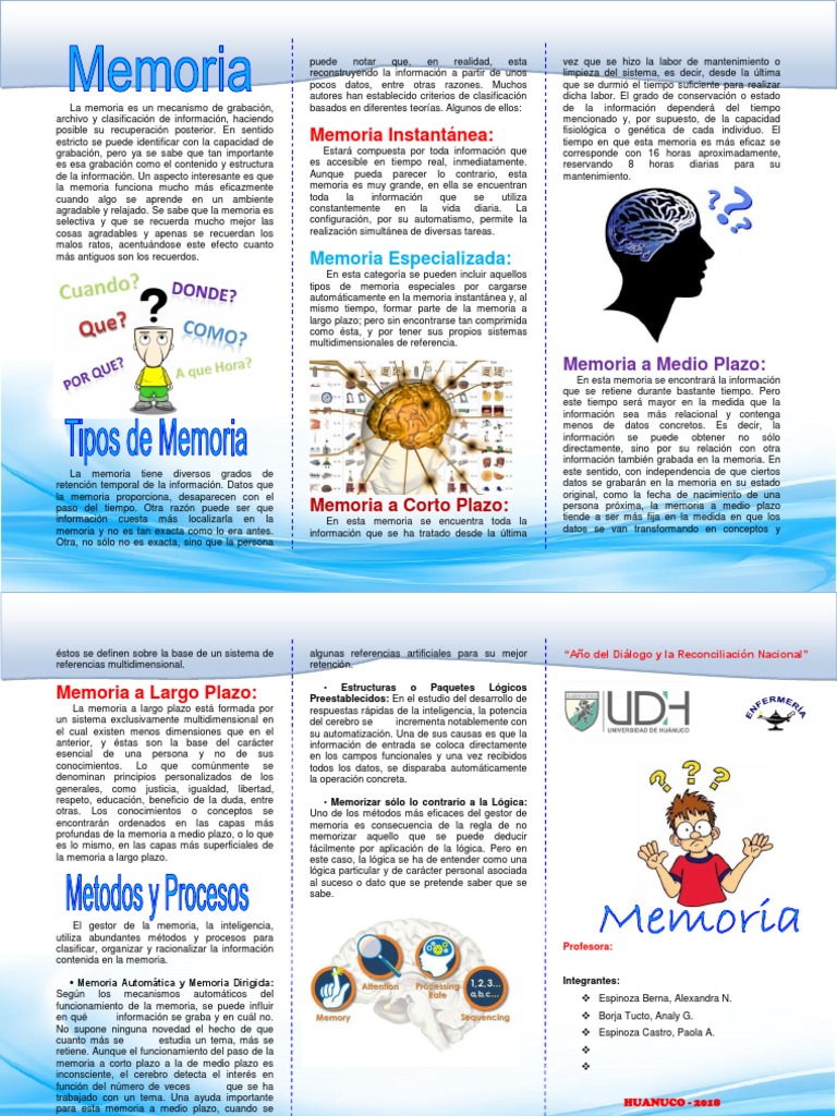 Triptico Memoria | PDF | Memoria | Información