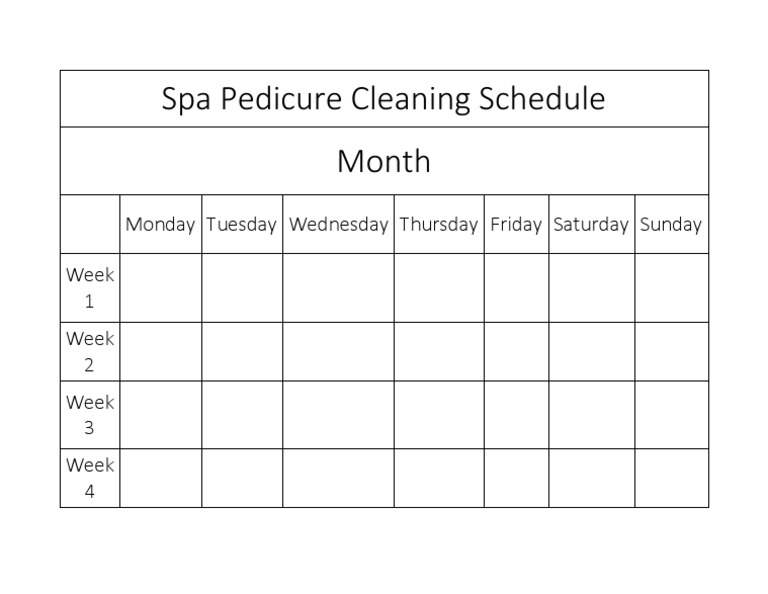 Spa Pedicure Cleaning Schedule | PDF