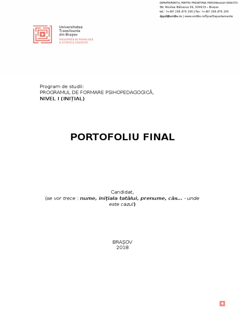 Coperta Portofoliu Final - Nivel I | PDF