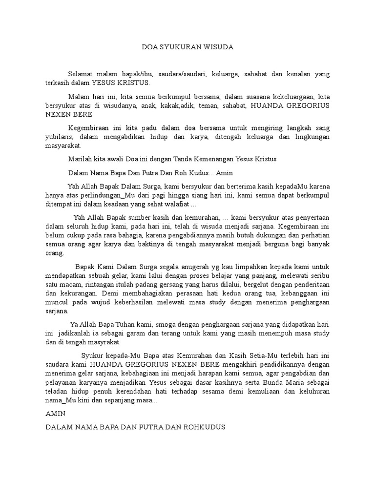 Doa Syukuran Wisuda | PDF