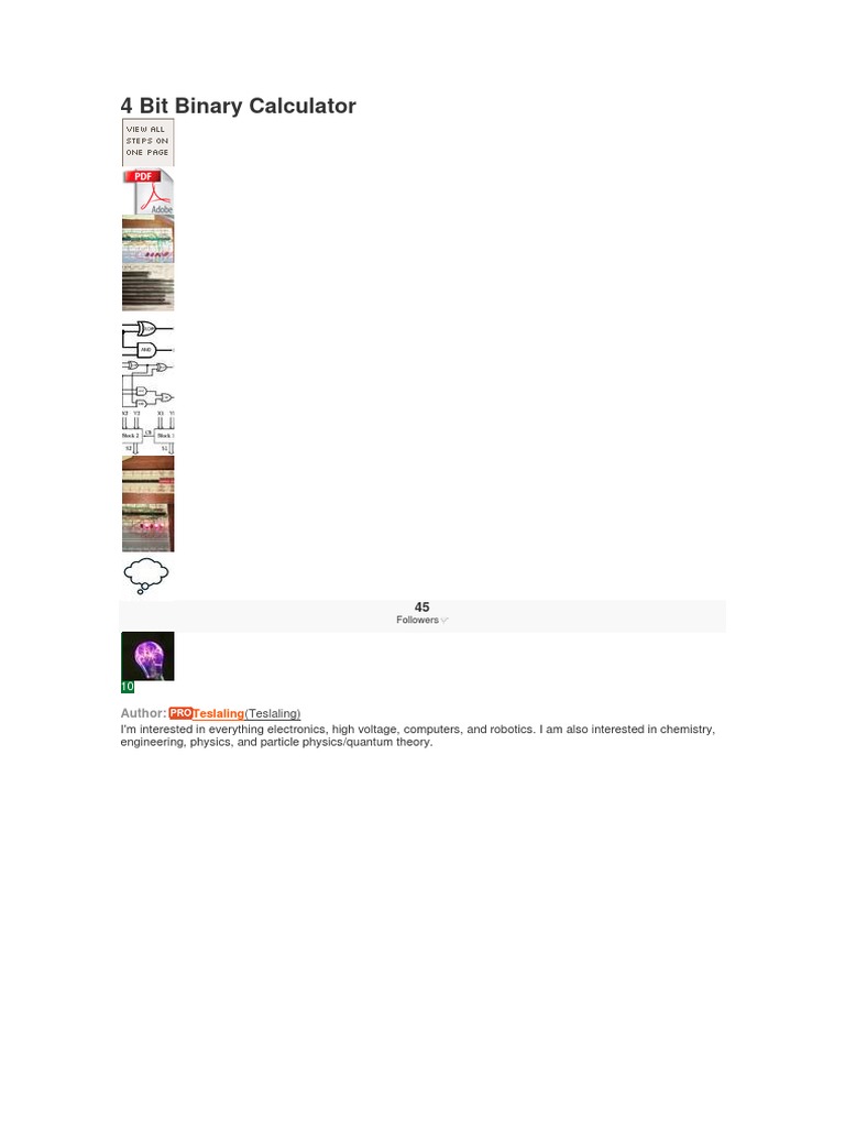 4 Bit Binary Calculator | PDF | Electronic Circuits | Bipolar Junction ...