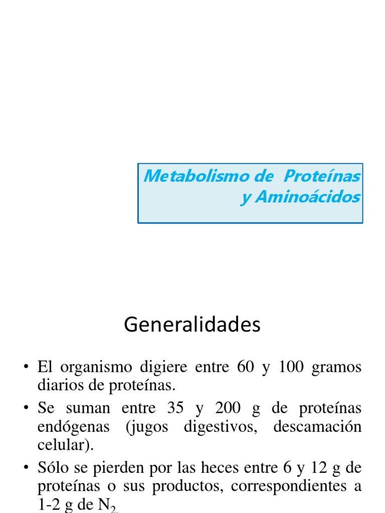 11) Metabolismo de Los Aminoácidos y Proteínas (Transaminación y ...
