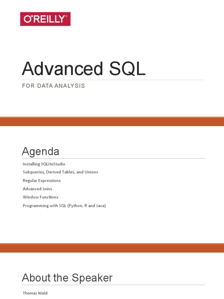 Oreilly Advanced Sql For Data Analysis Sql My Sql 