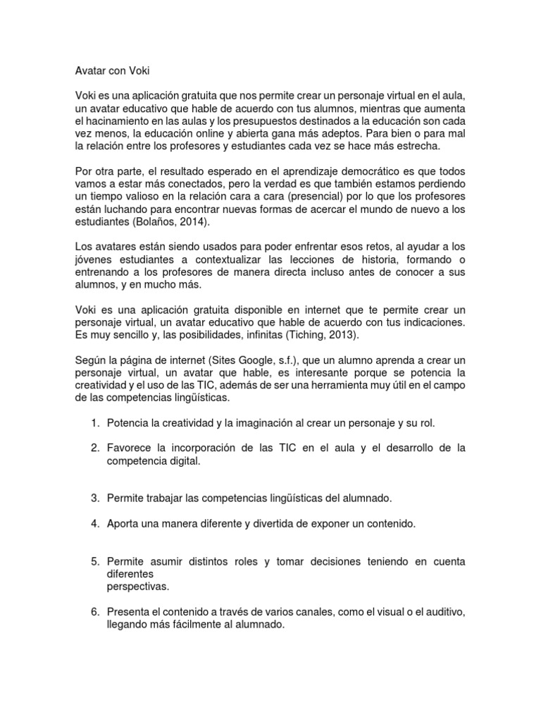 Avatar Con Voki | PDF | Tecnología de información y comunicaciones ...