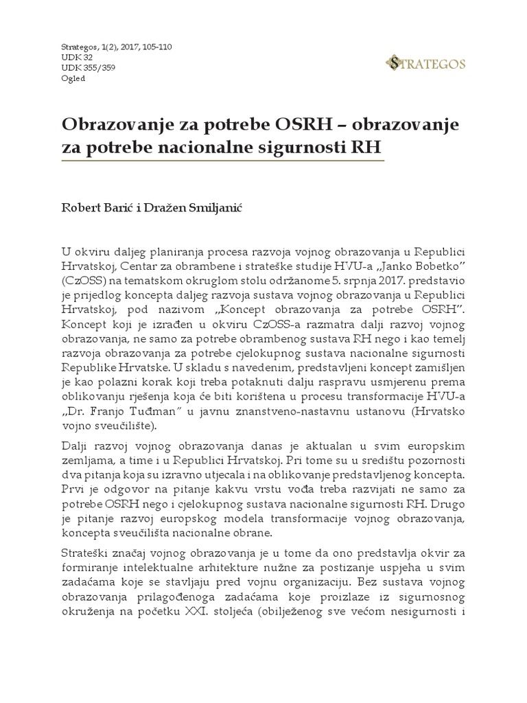 Robert Baric I Drazen Smiljanic Obrazovanje | PDF