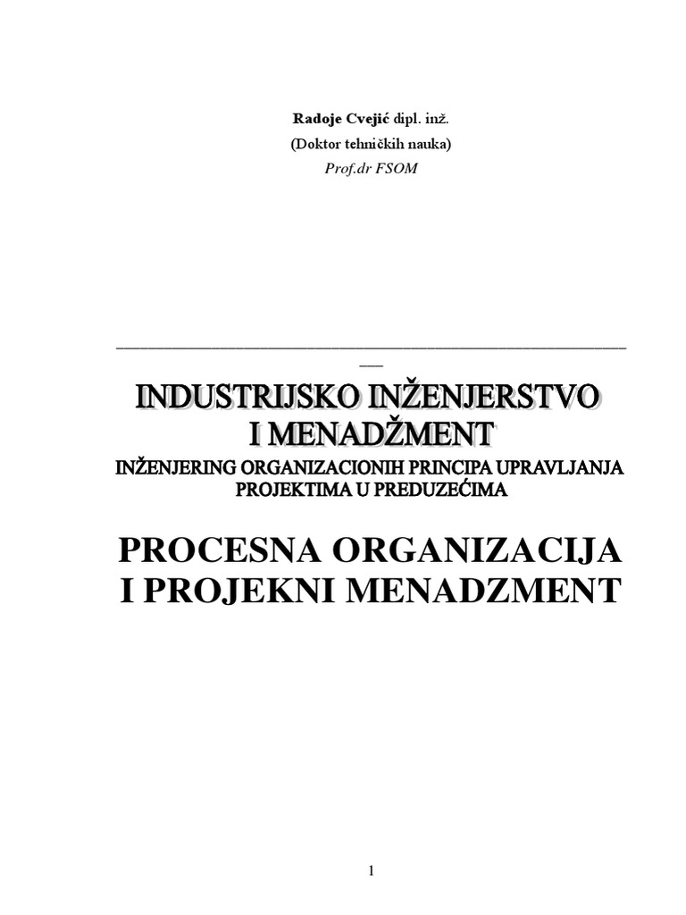 Celokupan Tekst Knjige Industrijski Menadzment | PDF