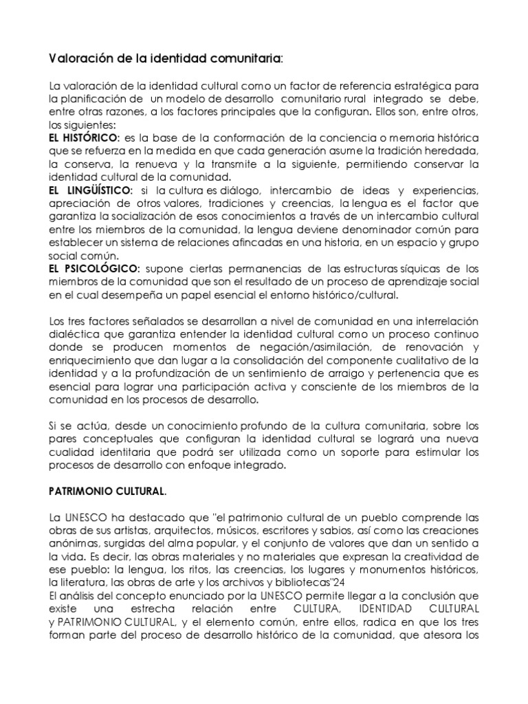 Valoración de La Identidad Comunitaria | PDF | Comunidad | Discriminación