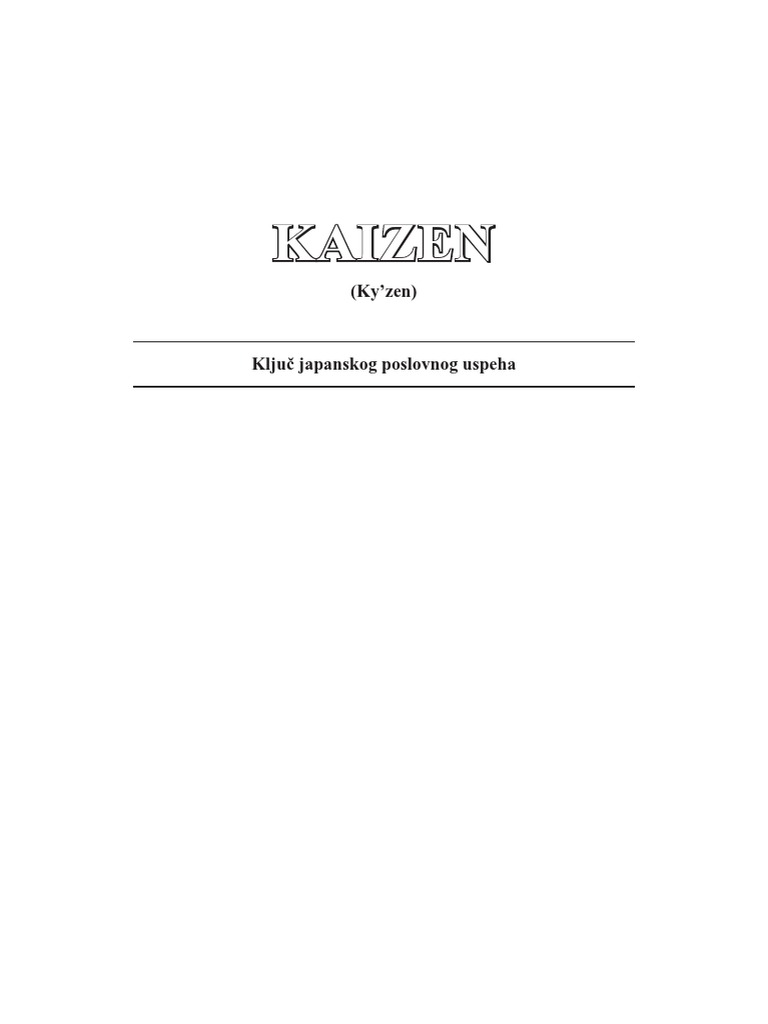 Kaizen - Sadržaj Knjige | PDF