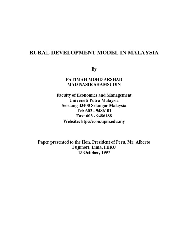 Rural Development Model in Malaysia | PDF | Economic Development ...
