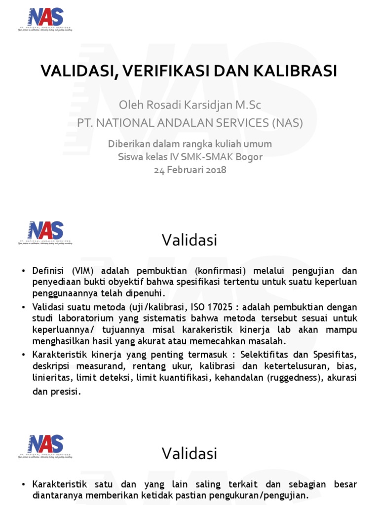 Validasi, Verifikasi Dan Kalibrasi | PDF