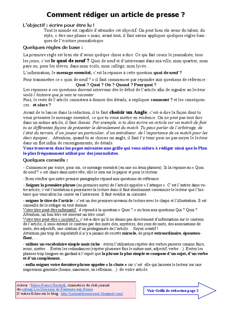 Comment Rediger Un Article PDF | PDF | Lecture (Processus) | Phrase