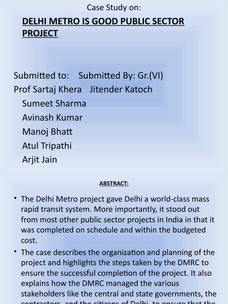 Case Study On Delhi Metro | PDF | Delhi | Rapid Transit