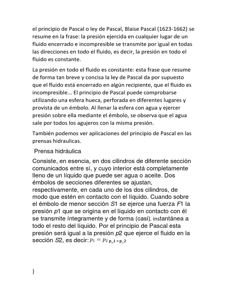 El Principio de Pascal o Ley de Pascal | PDF | Química Física | Química