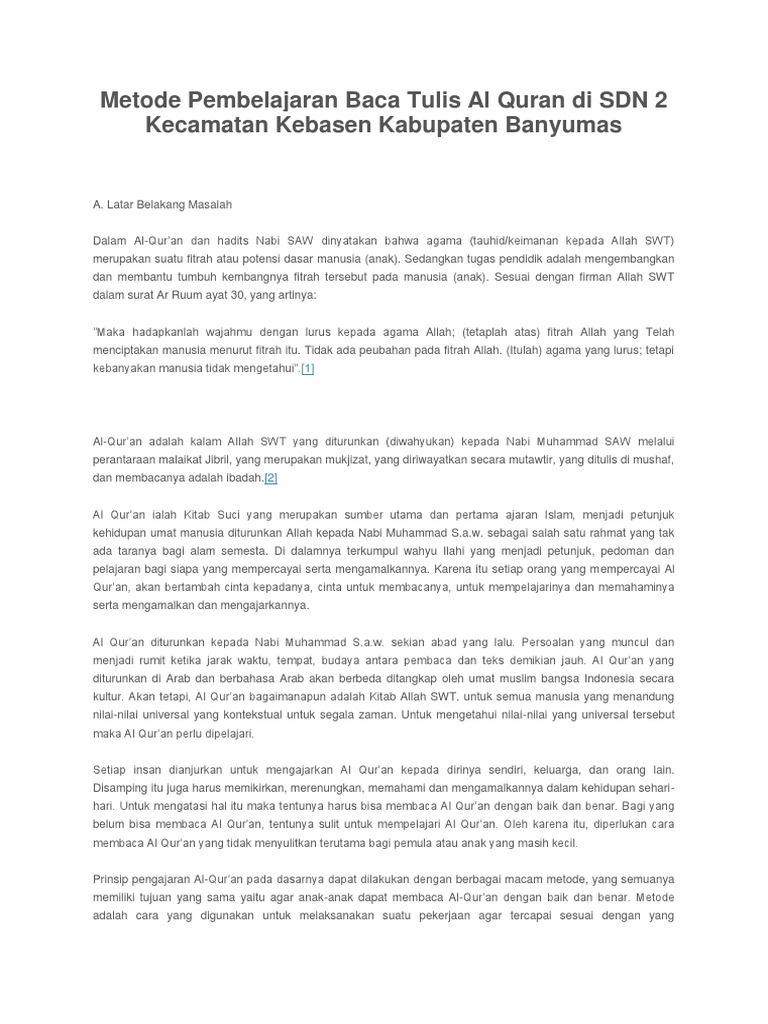 Contoh Proposal Skripsi Pendidikan Agama Islam | PDF