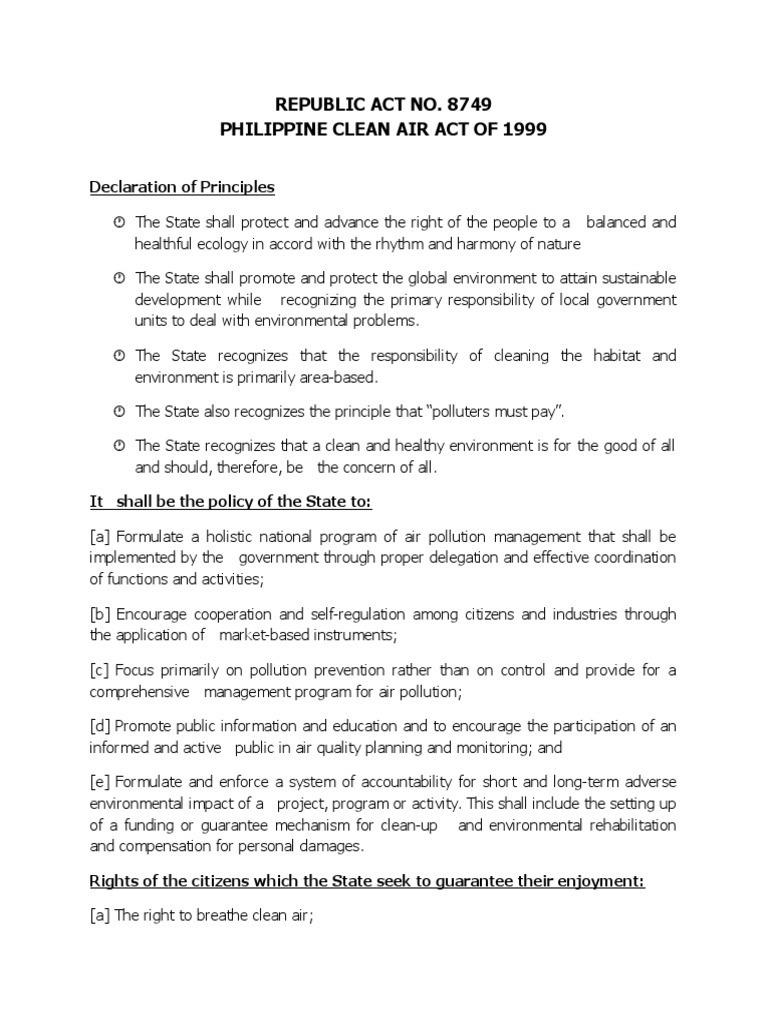 Clean Air Act Pdf Air Pollution Environmental Law