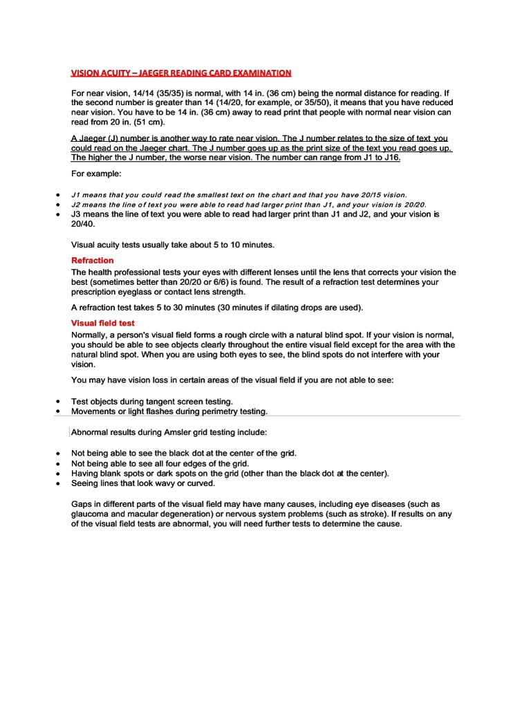 Interpretasi Vision-Test Jaeger | PDF | Visual Impairment | Visual Acuity