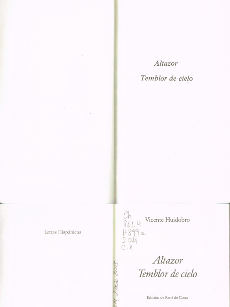Altazor - Temblor de Cielo | PDF