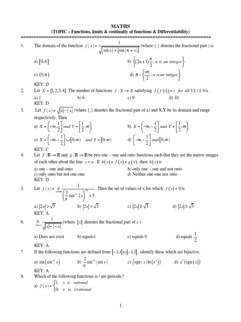Function LCD Hints | PDF | Function (Mathematics) | Continuous Function
