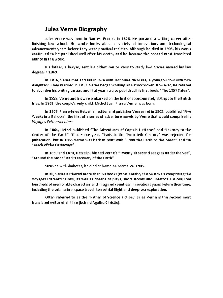Jules Verne Biography | PDF