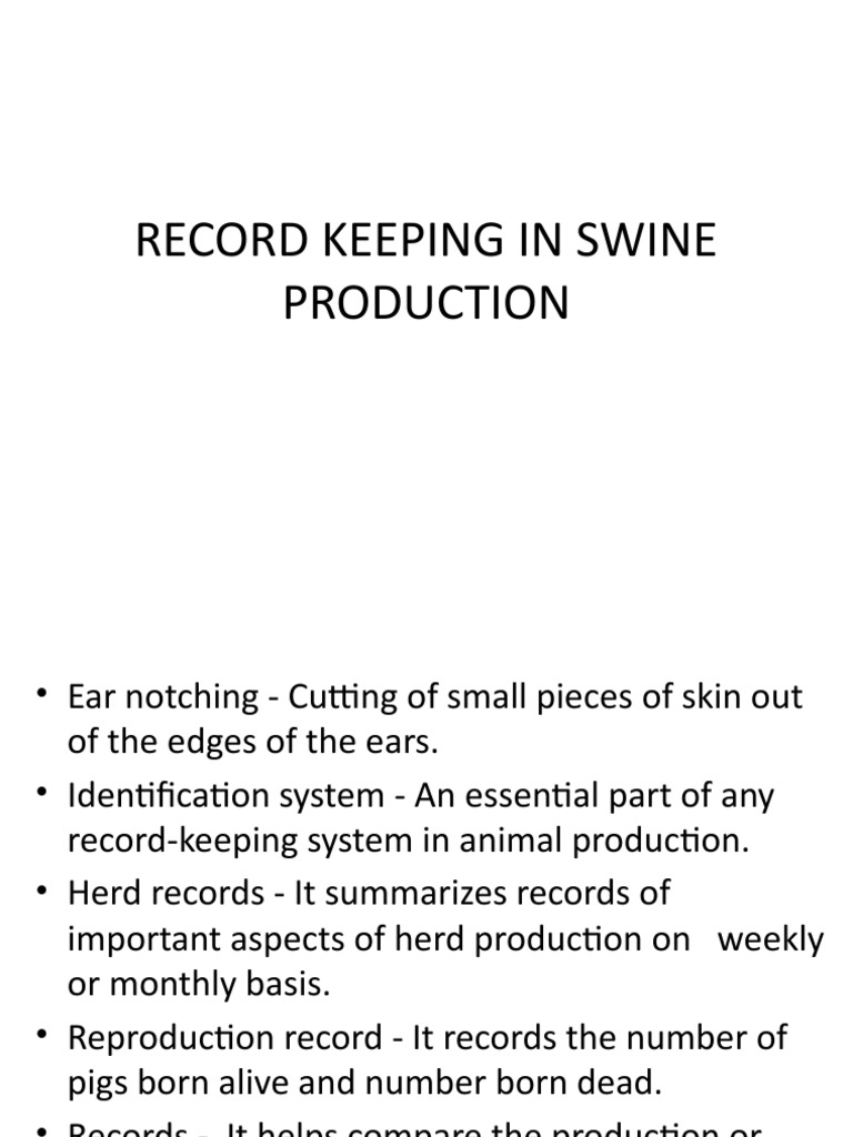 Record Keeping in Swine Production | PDF | Domestic Pig | Meat