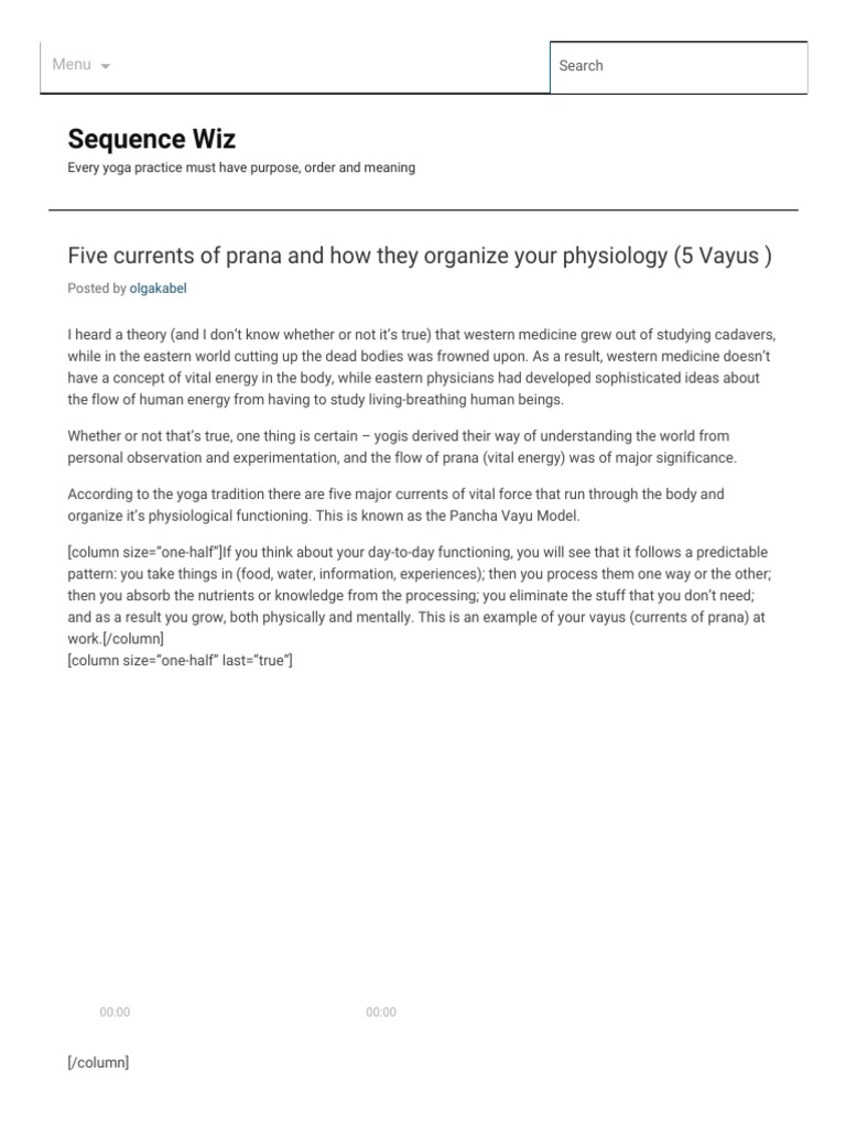 Five Pranas and How They Organize Your Physiology (5 Vayus) | PDF ...